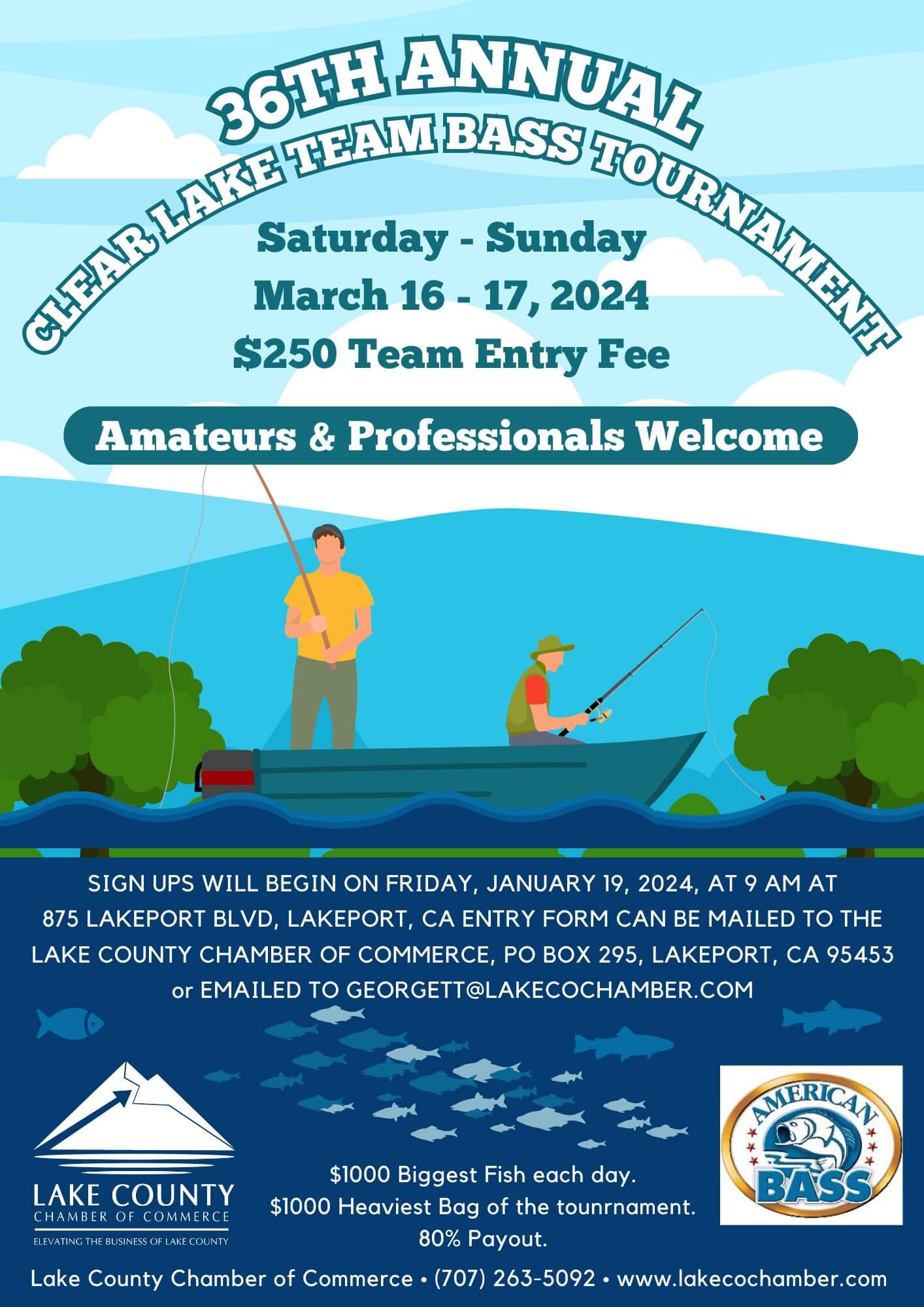 Clear Lake Team Bass Tournament - Lake County Chamber of Commerce